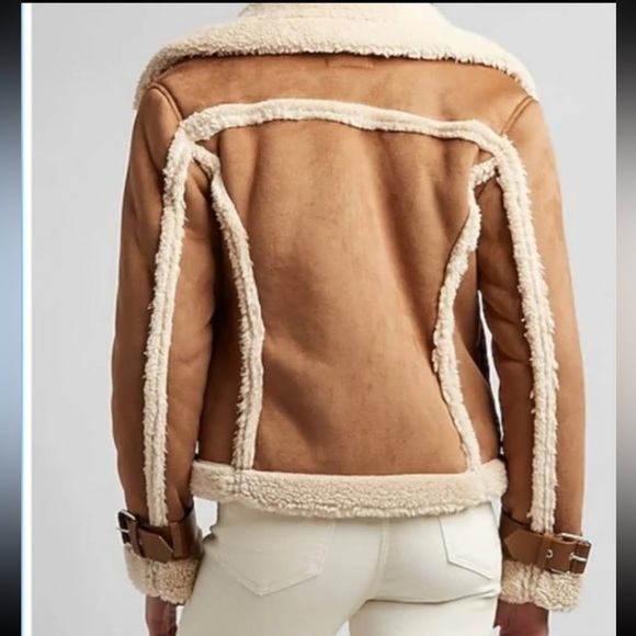 Express | Jackets & Coats | Express Faux Fur Shearling Moto Jacket ...